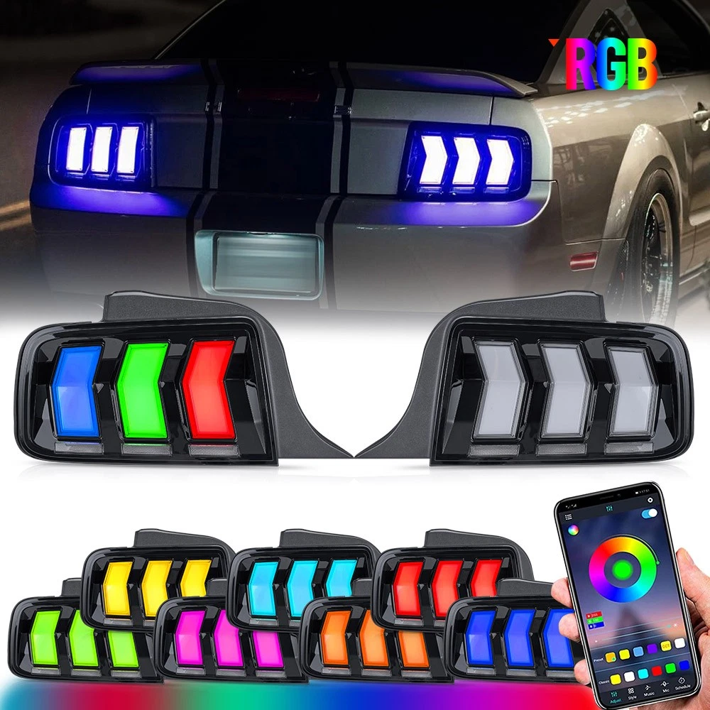 VLAND Full LED RGB Tail Lights For Ford Mustang 2005-2009 with Sequent ...