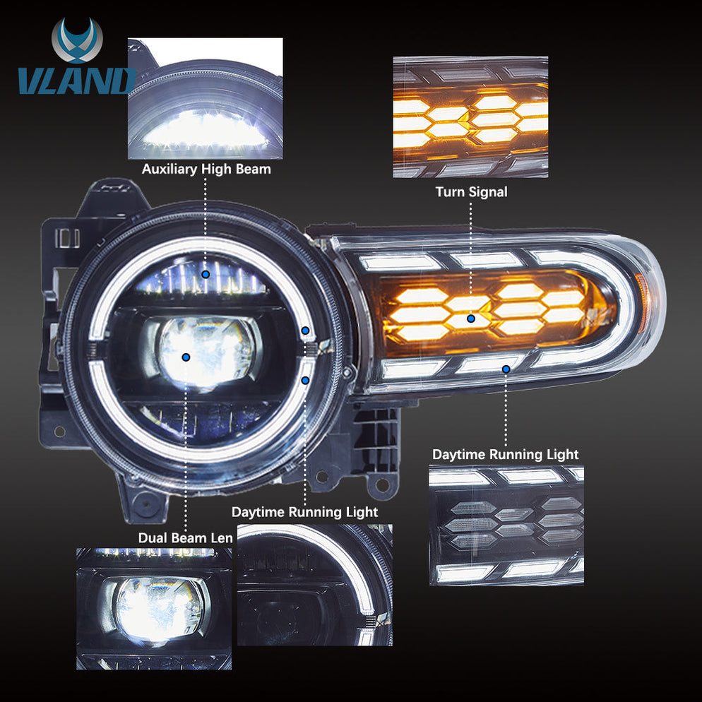 VLAND LED Dual Beam Headlights For Toyota FJ Cruiser 2007-2023 with Dy ...