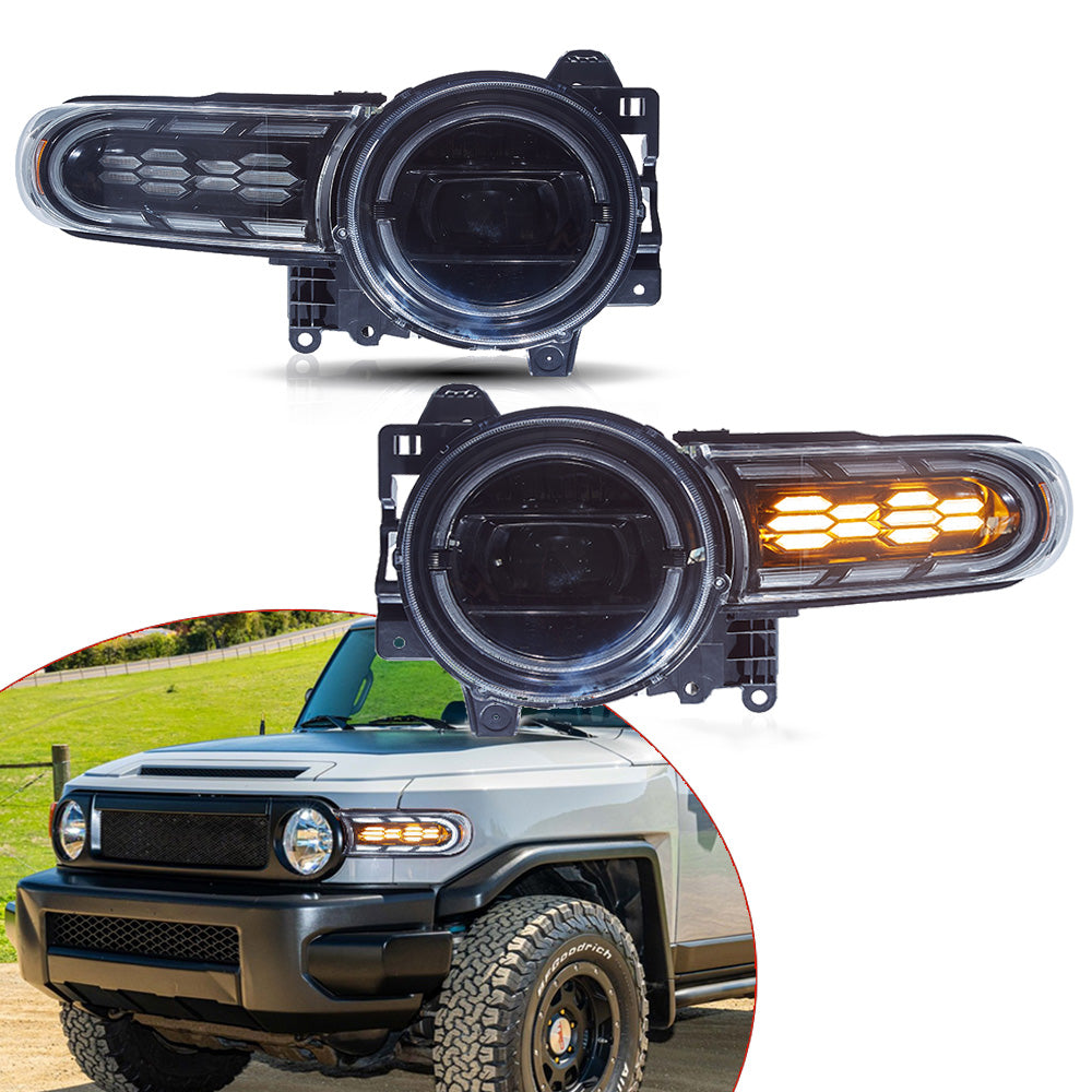VLAND LED Dual Beam Headlights For Toyota FJ Cruiser 2007-2023 with Dy ...