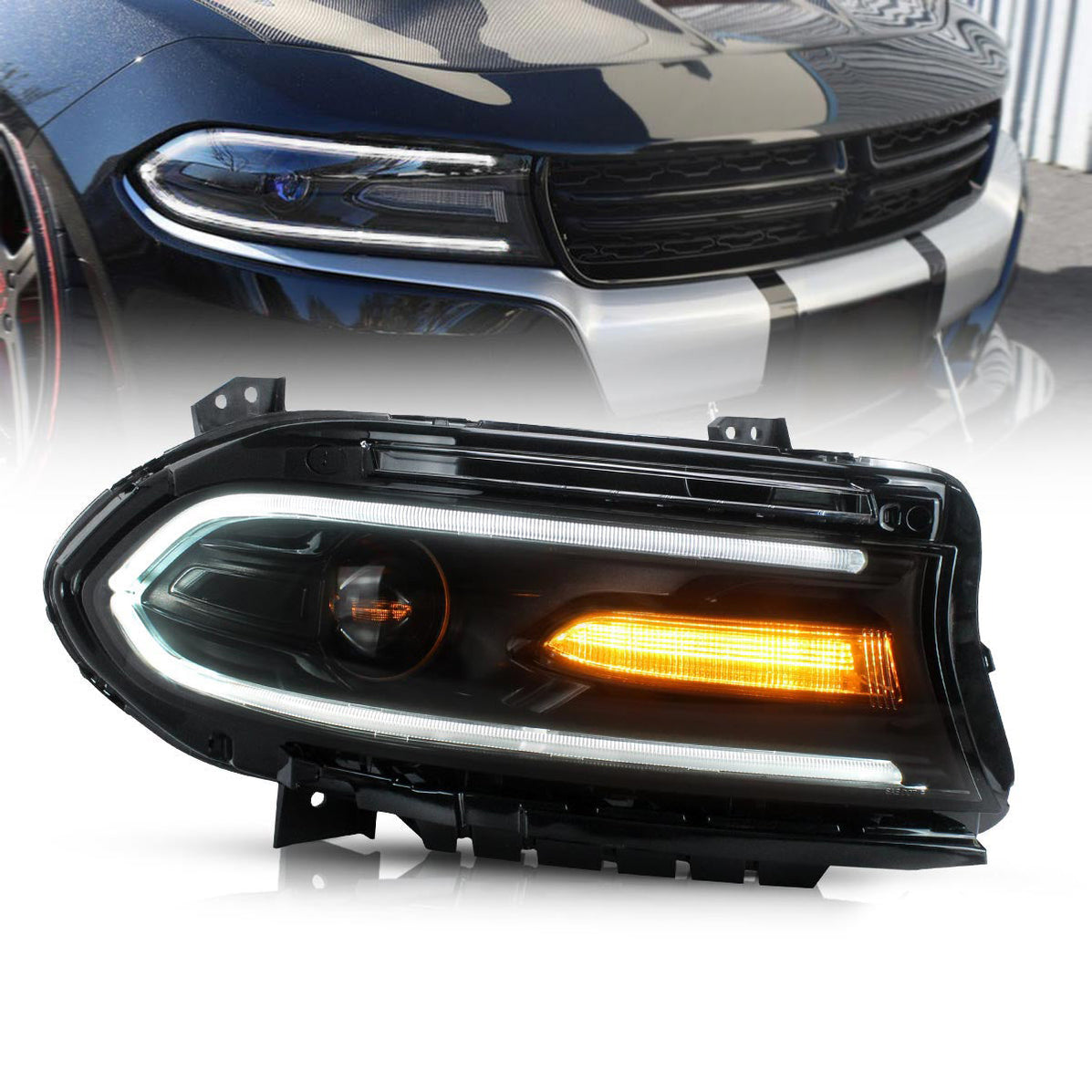 VLAND Dual Beam Projector Headlights For Dodge Charger 2015-2023 ...