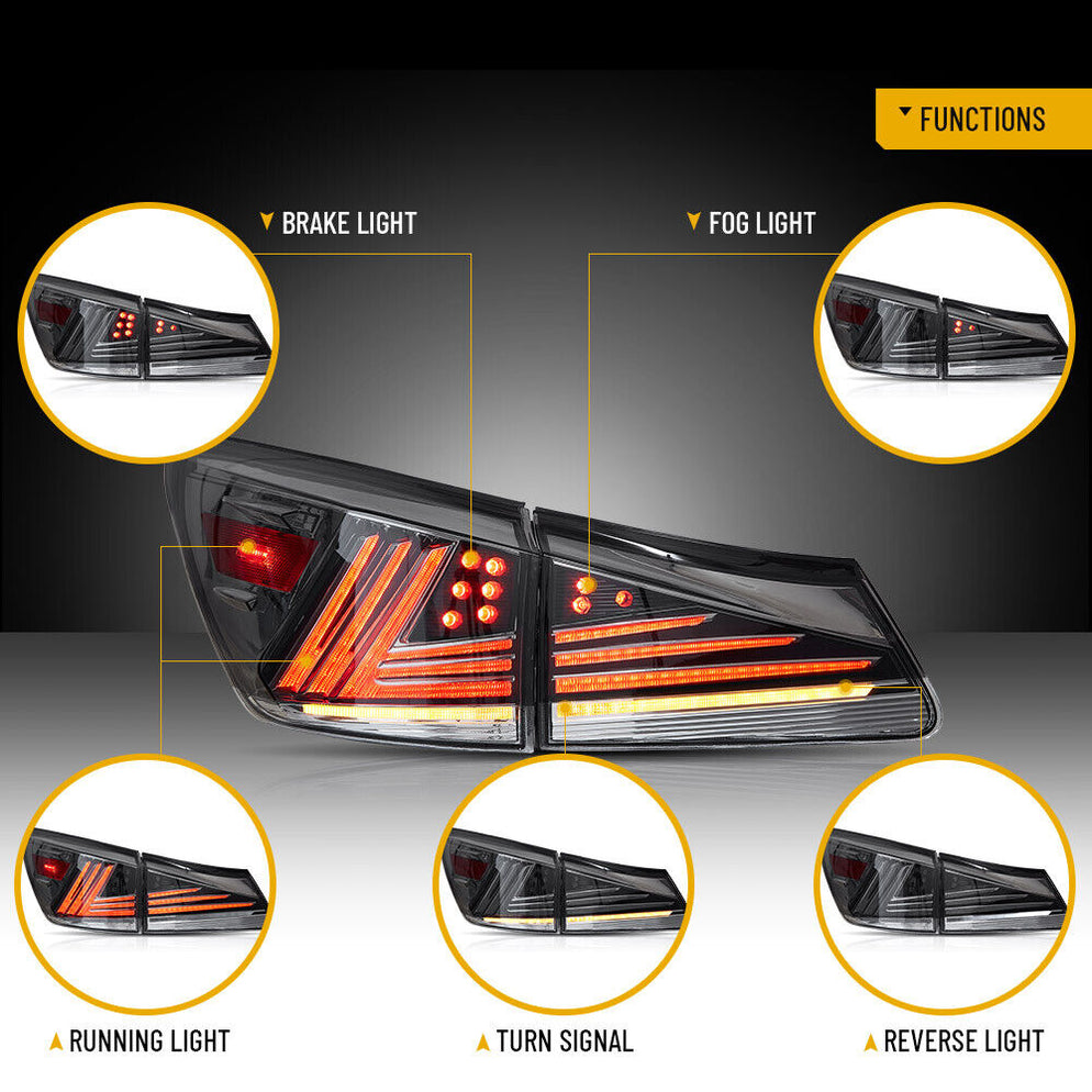 VLAND LED Tail Lights For 2005-2013 Lexus IS250 350 ISF IS300 220d 200 ...