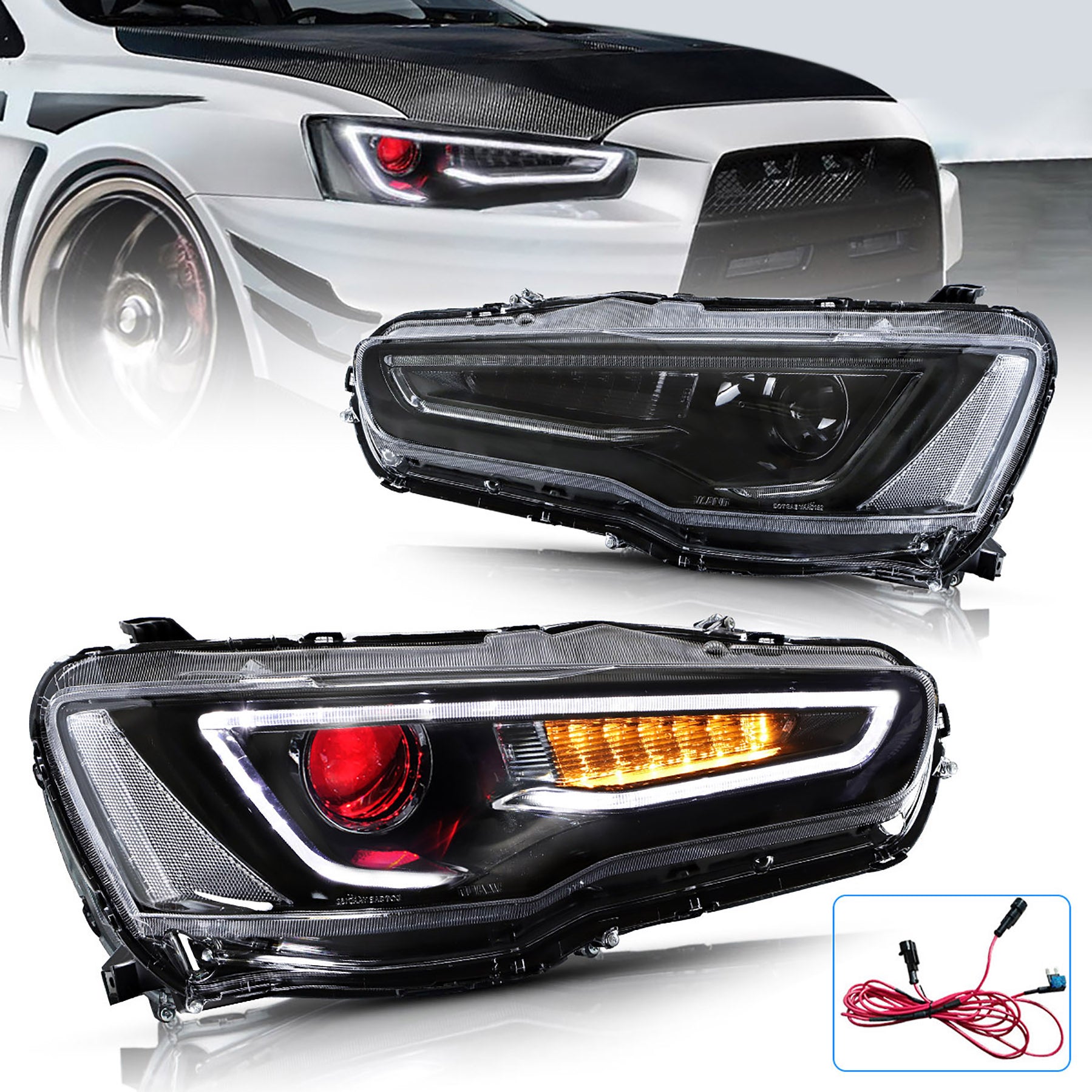 VLAND Demon Eye Projector Headlights for Mitsubishi Lancer EVO X 2008 ...