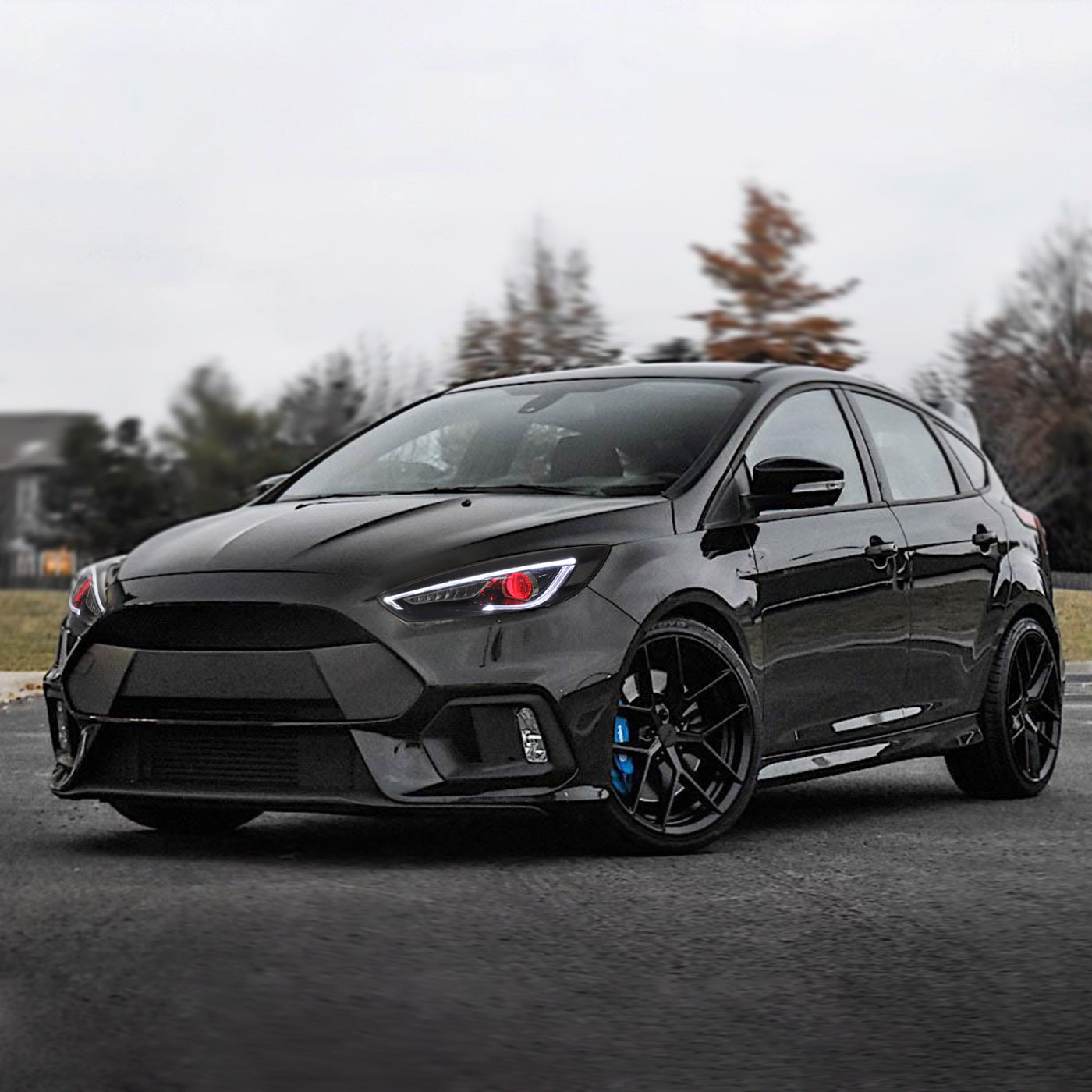 VLAND LED Headlights for Ford Focus 2015-2019 with Blue DRL and Red De ...