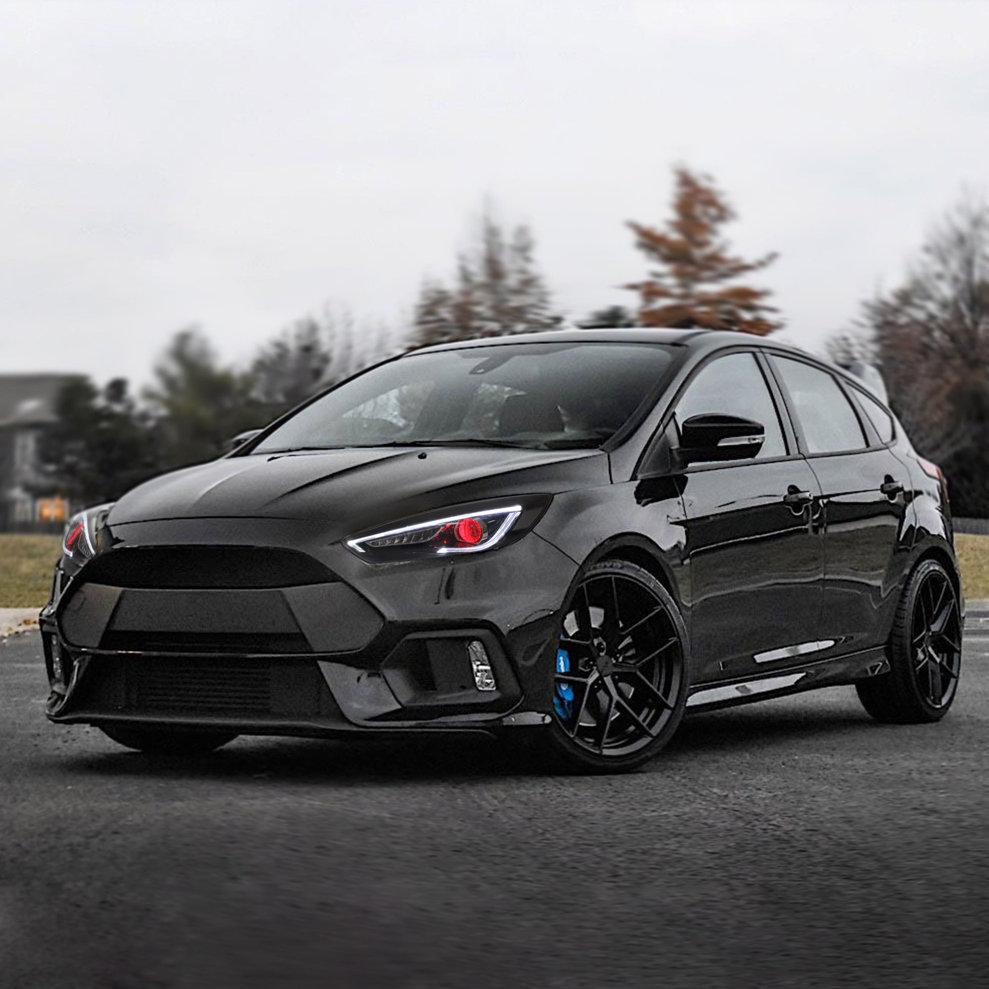 VLAND LED Headlights for Ford Focus 2015-2019 with Blue DRL and Red De ...