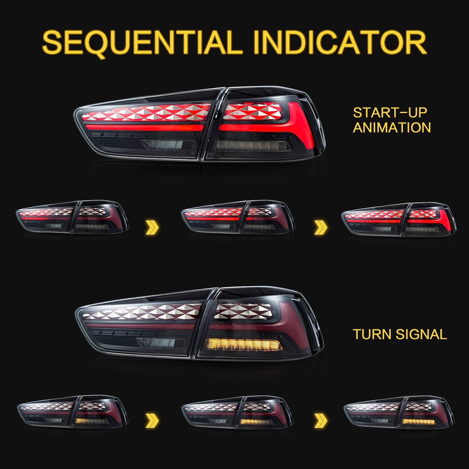Plug&Play VLAND LED Tail Lights For Mitsubishi Lancer EVO X 2008-2018 ...