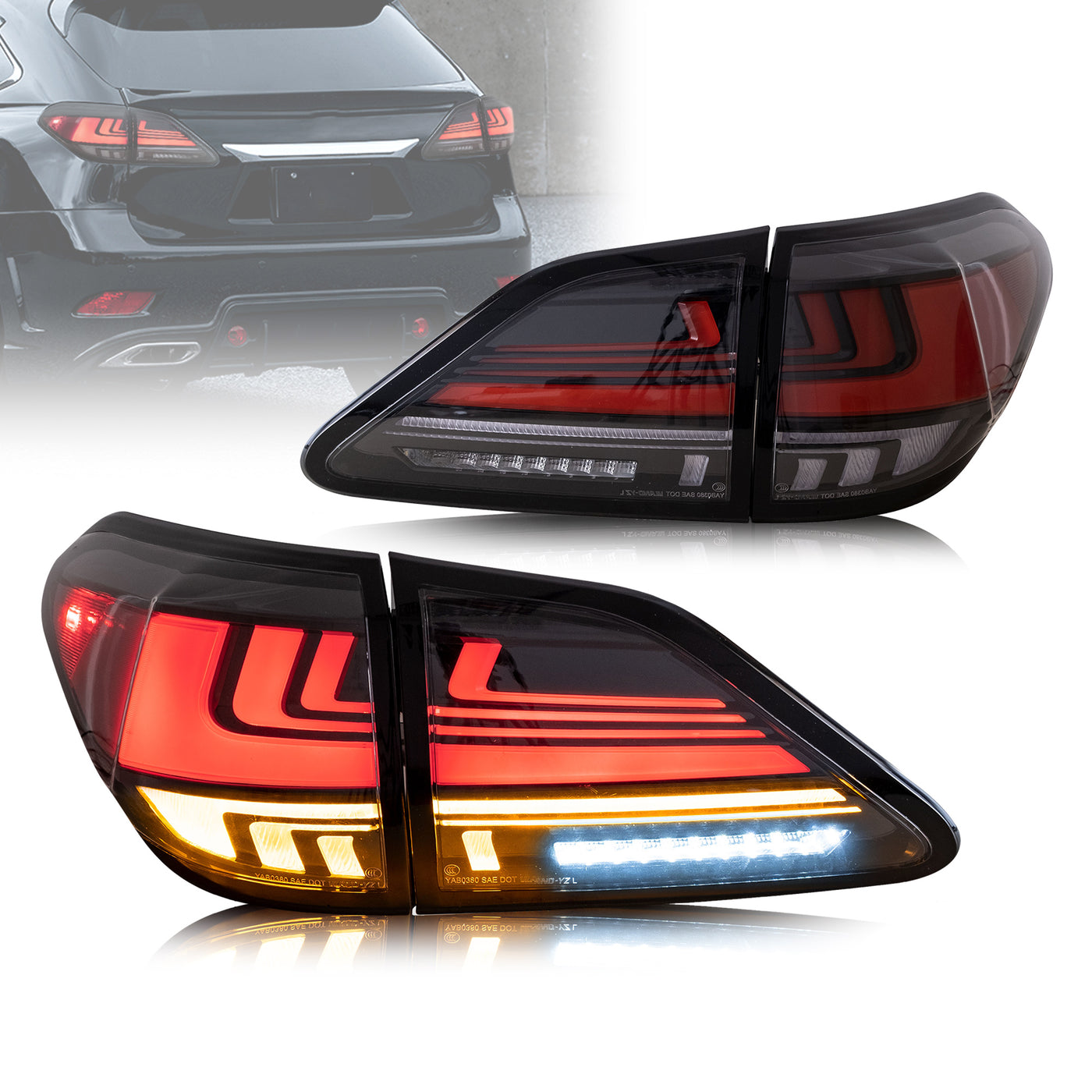 VLAND Full LED Tail Lights For Lexus RX 270/330/350/450H 2009-2015 Wit ...
