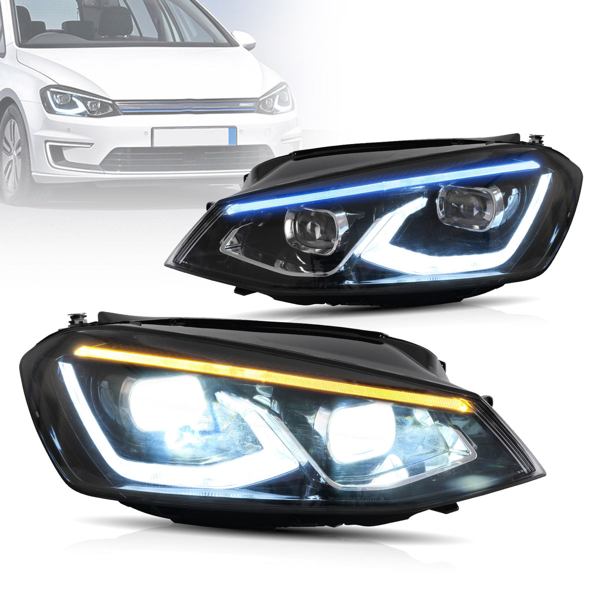 VLAND LED Front lights For 2015-2017 Volkswagen Golf MK7 Halogen Headl ...