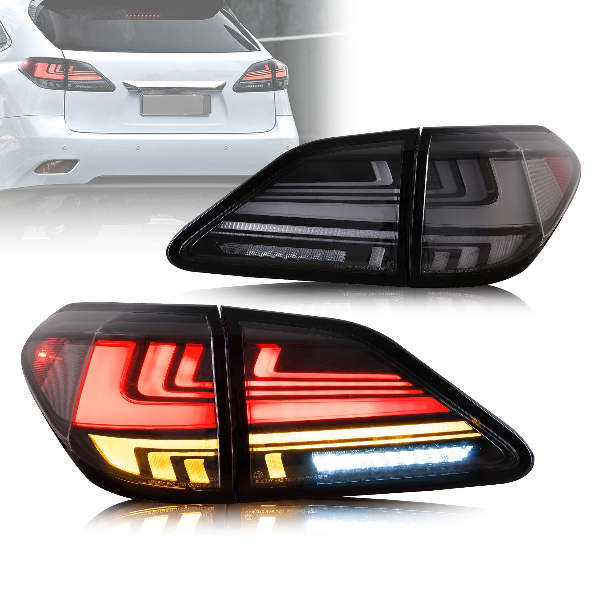 VLAND Full LED Tail Lights For Lexus RX 270/330/350/450H 2009-2015 Wit ...