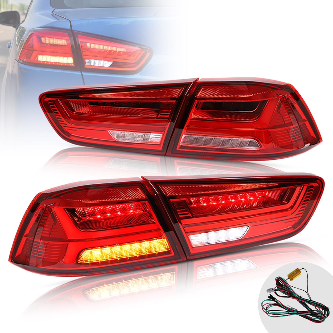 VLAND Full LED Tail Lights for Mitsubishi Lancer EVO X 2008-2018 ...