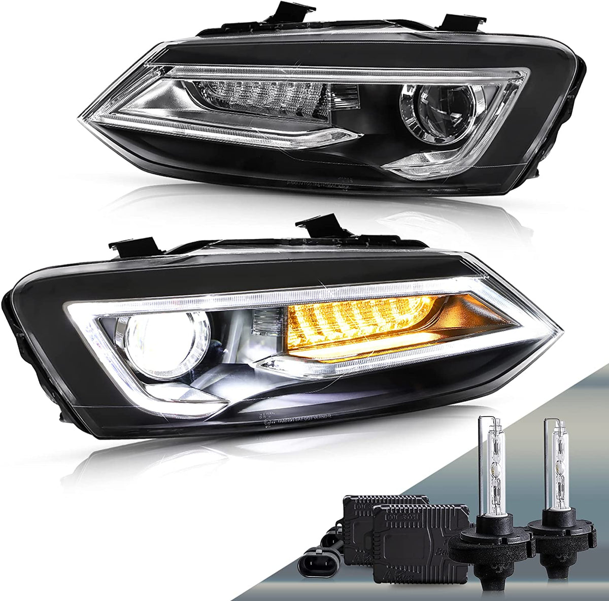 Plug&Play VLAND LED DRL Headlights +D2H Xenon Bulbs Compatible for Vol ...