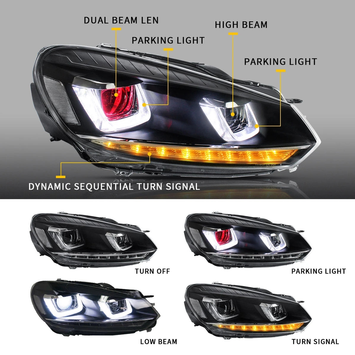 VLAND LED Headlights For Volkswagen Golf MK6 2009-2014(Europe is 2008 ...