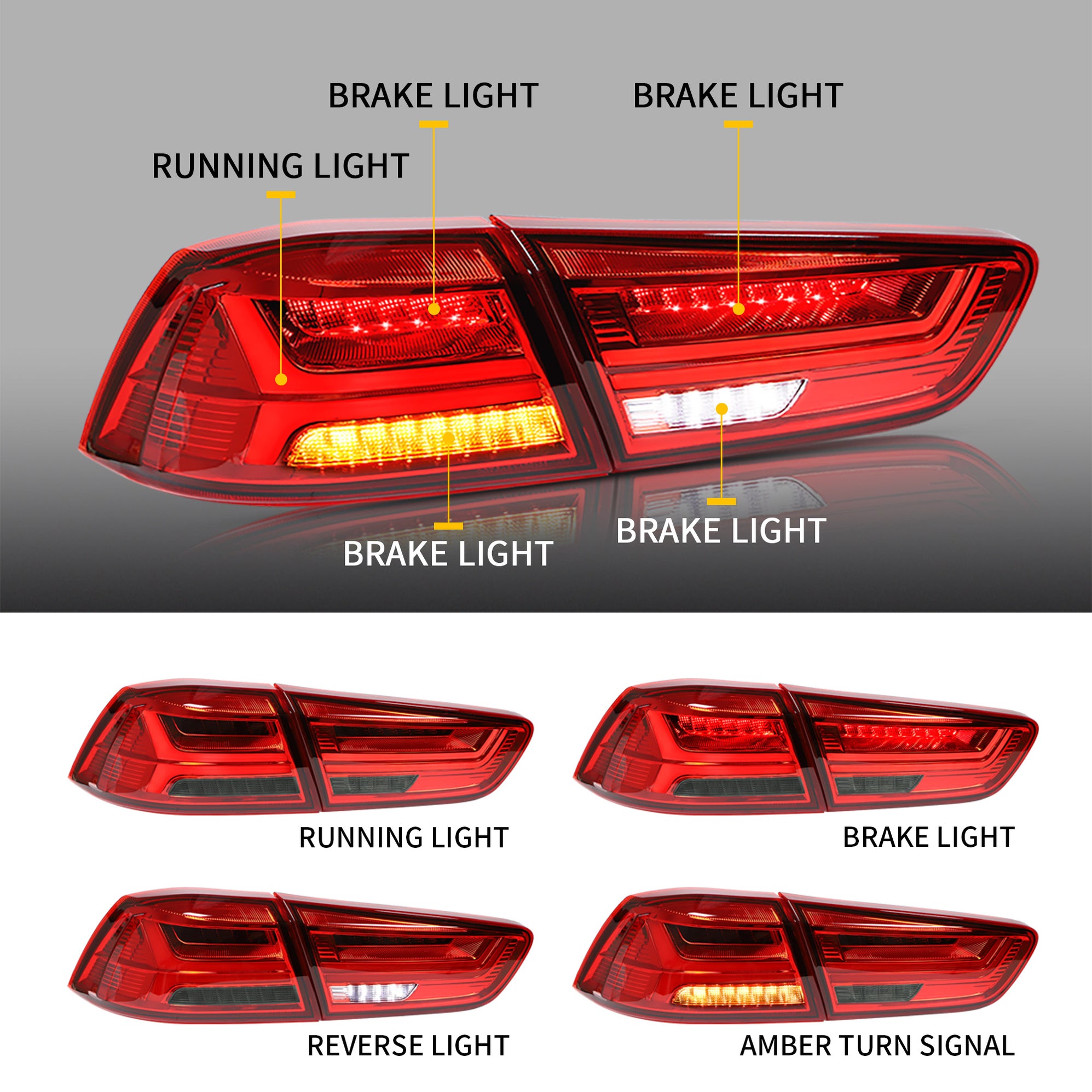 VLAND Full LED Tail Lights for Mitsubishi Lancer EVO X 2008-2018 ...