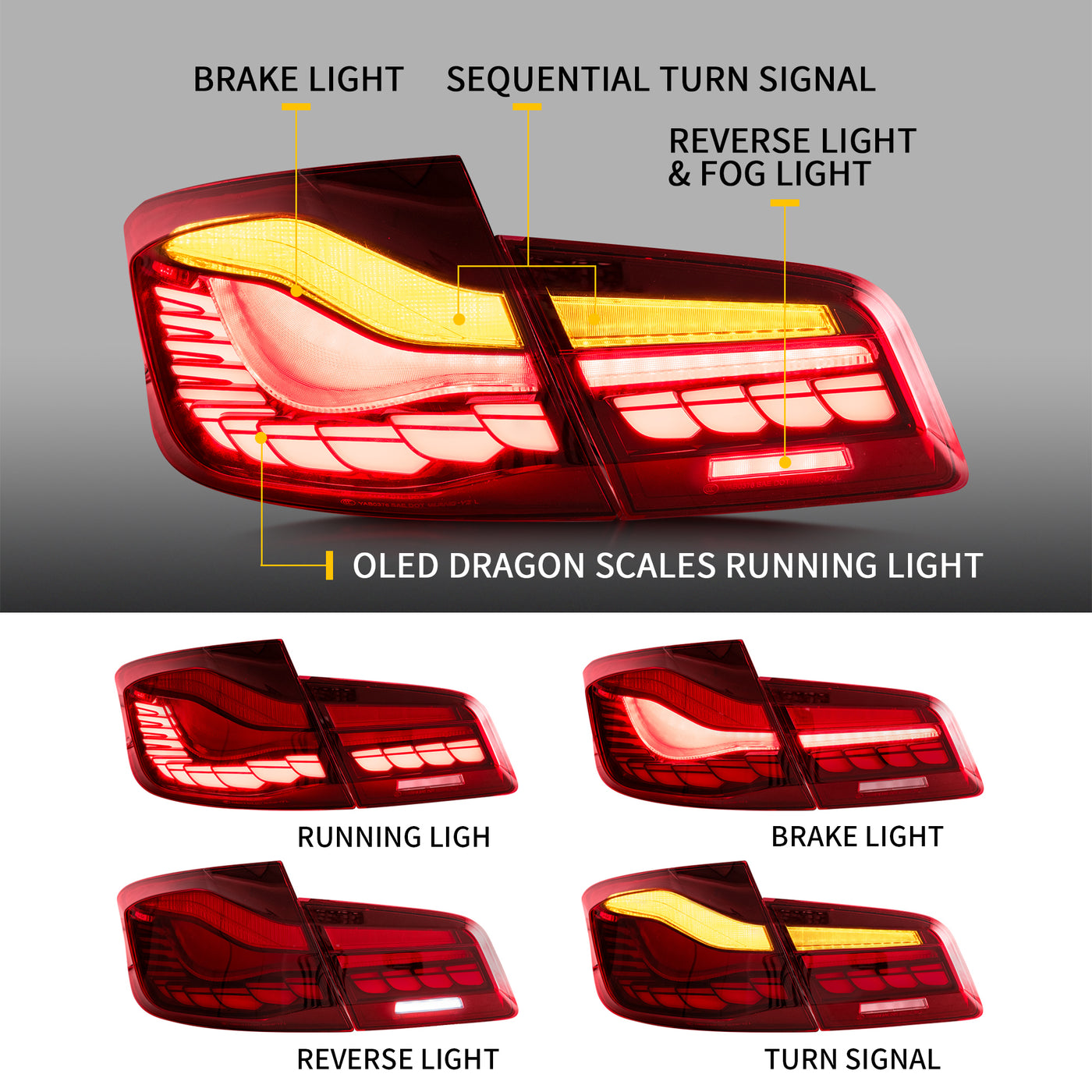 Plug&Play VLAND OLED Tail Lights For BMW 5 Series F10 F18 2011-2017 wi ...