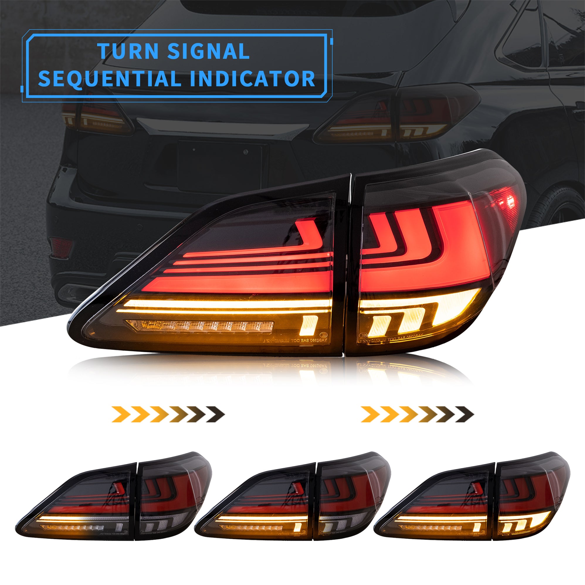 VLAND Full LED Tail Lights For Lexus RX 270/330/350/450H 2009-2015 Wit ...
