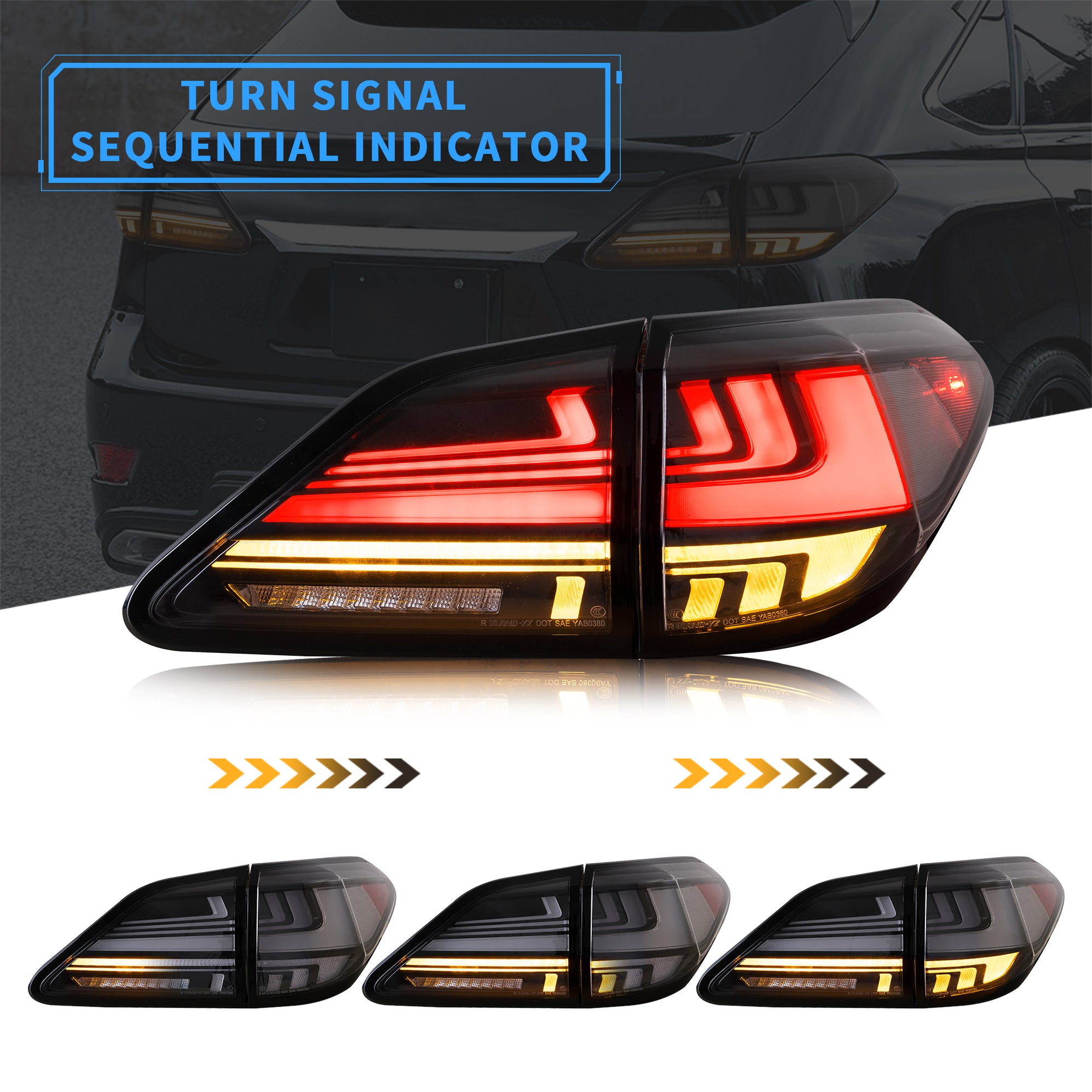 VLAND Full LED Tail Lights For Lexus RX 270/330/350/450H 2009-2015 Wit ...