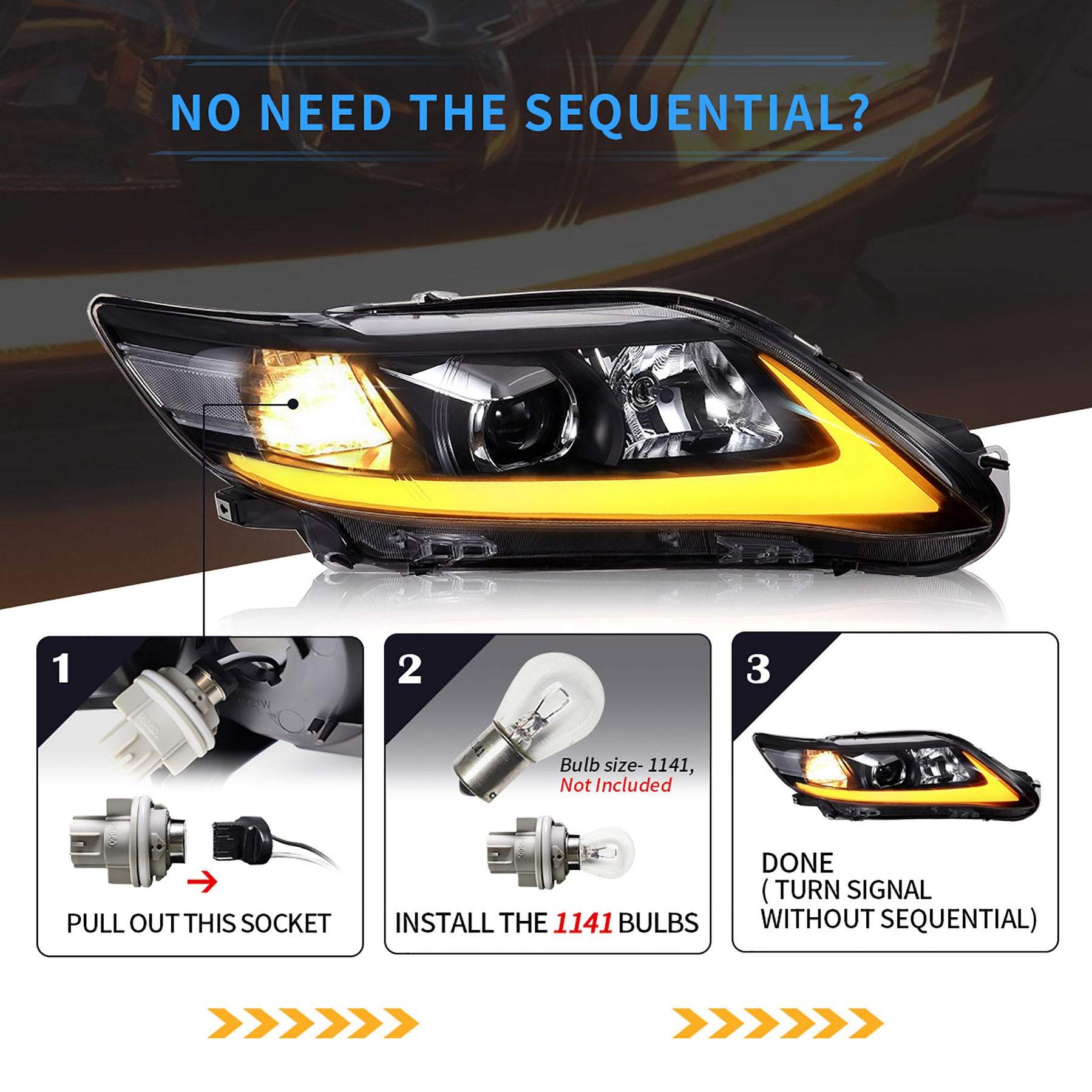 VLAND Led Projector Headlights For 2009-2011 Toyota Camry U.S. Edition ...