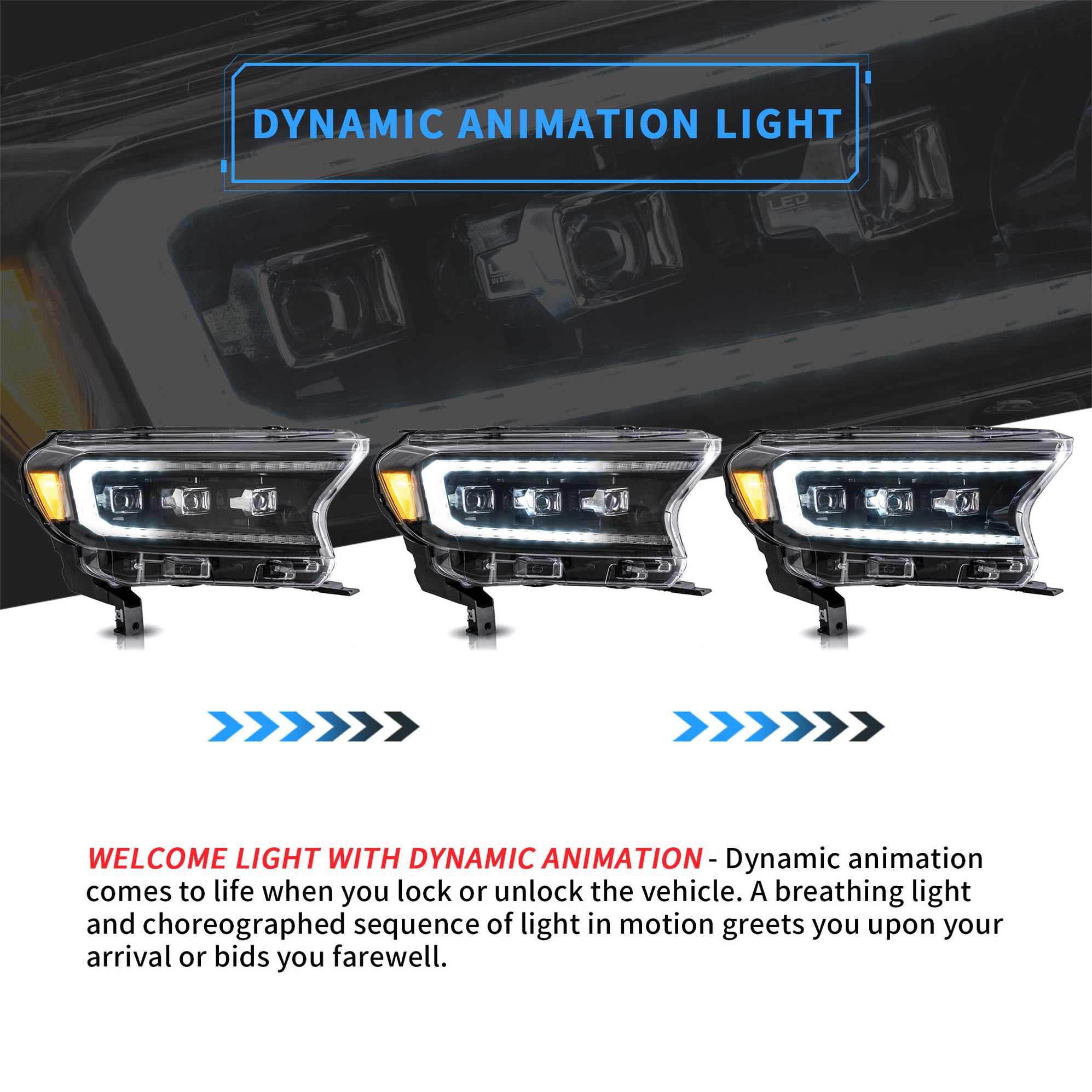 Plug&Play VLAND Matrix Projector and Full LED Headlights For Ford Rang ...