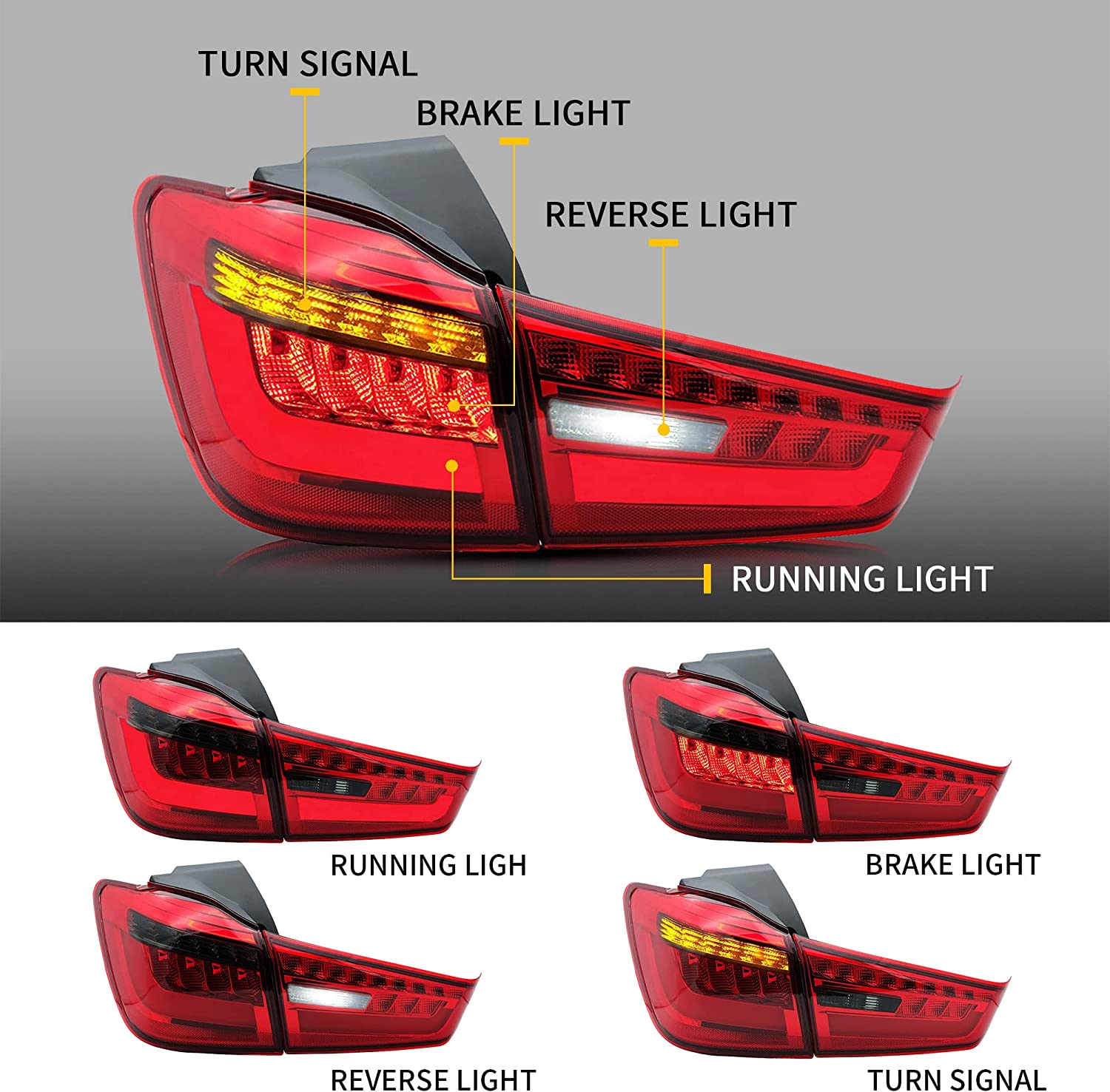 Plug&Play VLAND LED Tail Lights For 2012-2018 Mitsubishi ASX / Out Lan ...