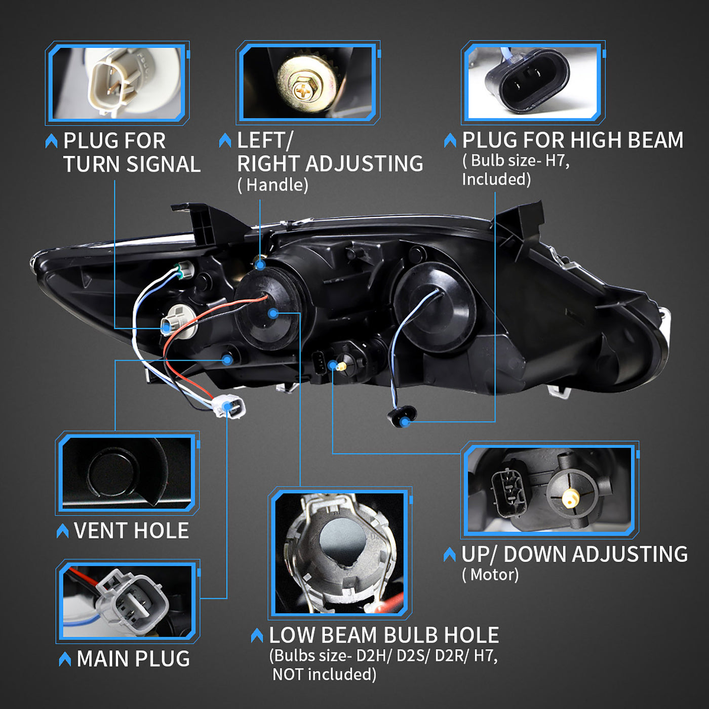 VLAND Led Projector Headlights For 2009-2011 Toyota Camry U.S. Edition ...