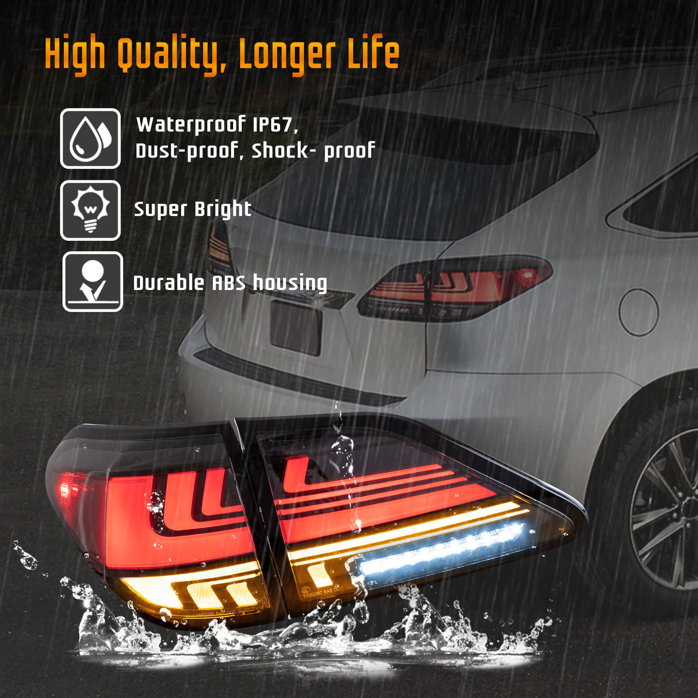 VLAND Full LED Tail Lights For Lexus RX 270/330/350/450H 2009-2015 Wit ...