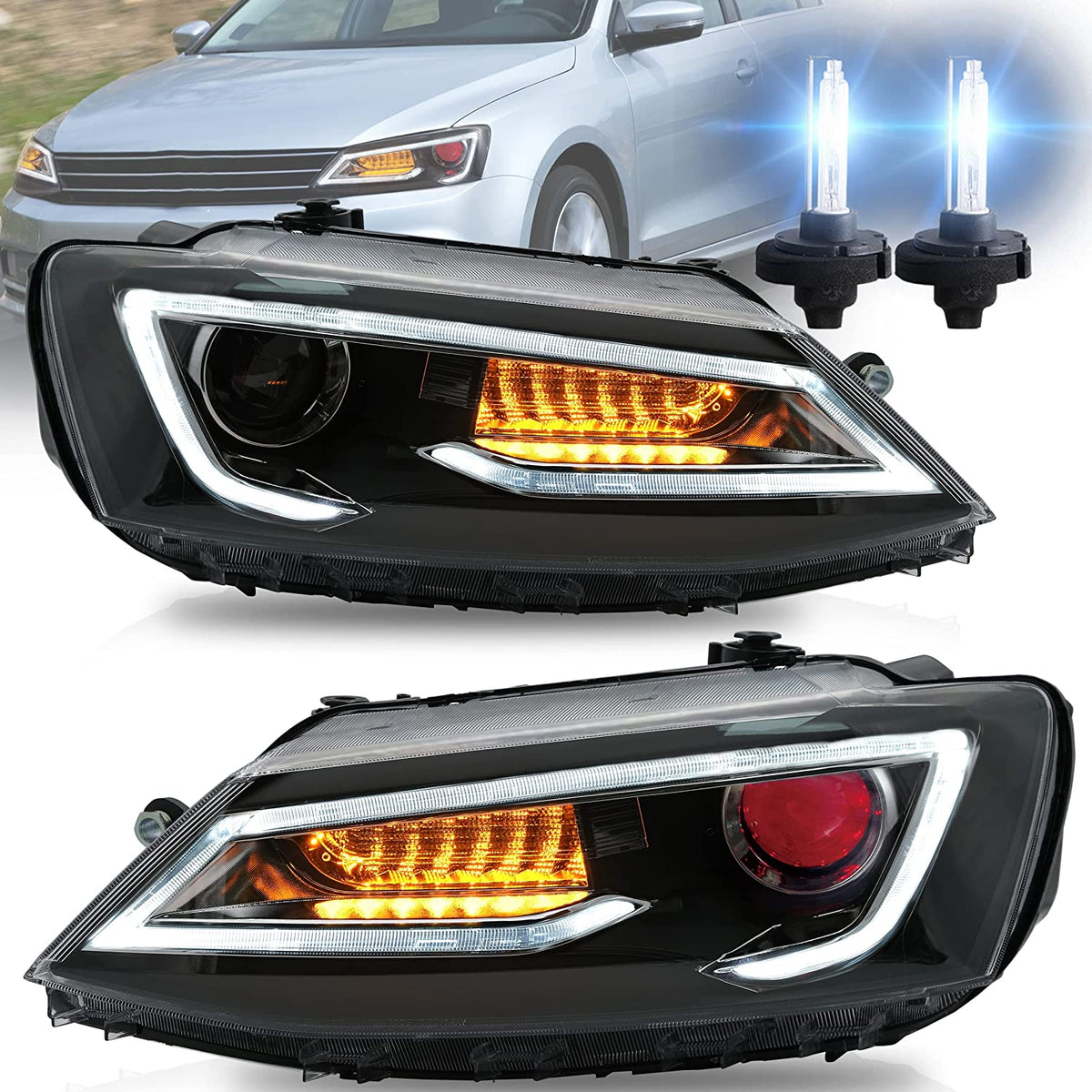 VLAND Headlights+ D2H Bulbs with Decoder Assembly Fit for Volkswagen J ...