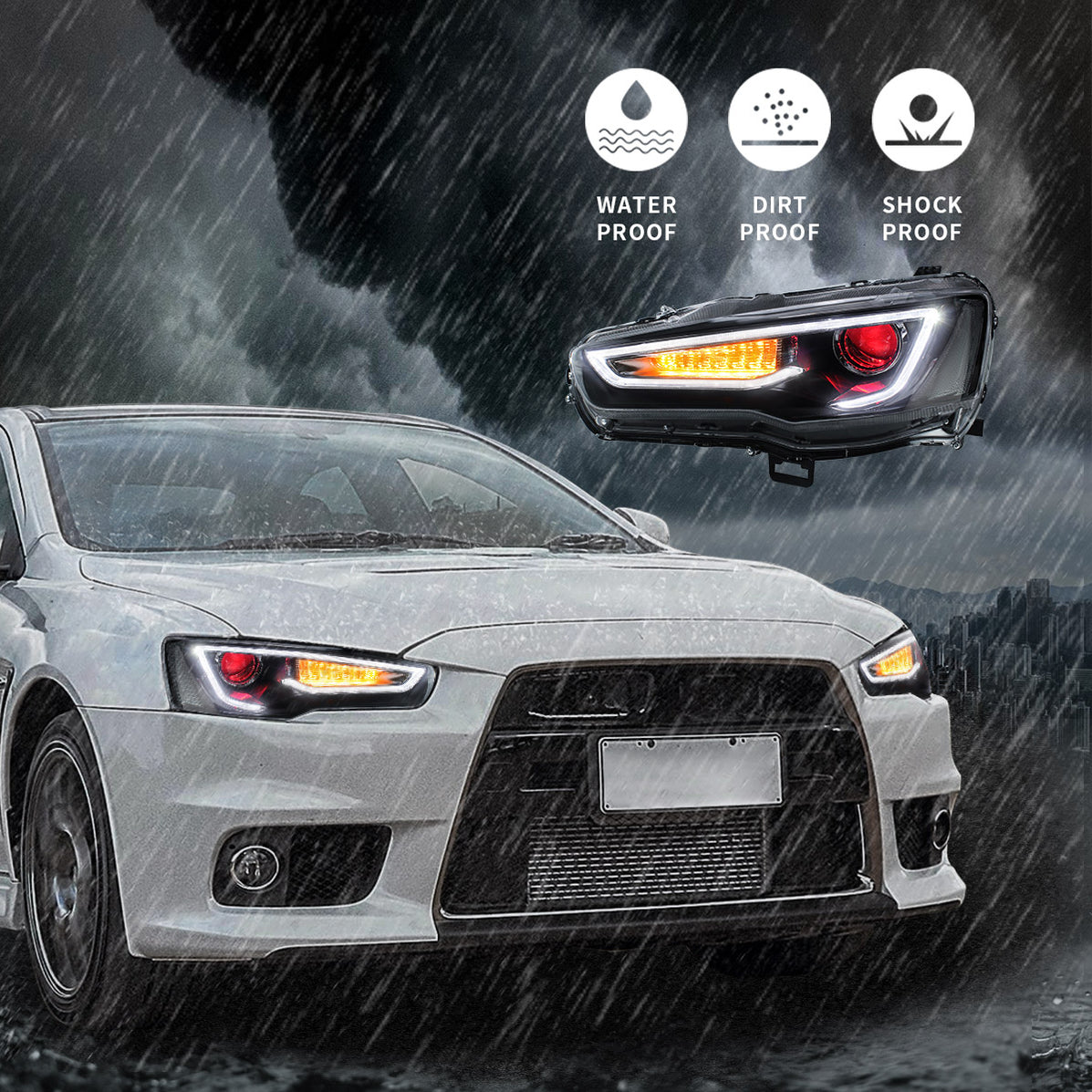 VLAND Demon Eye Dual Beam Projector Headlights and Taillights for Mits ...