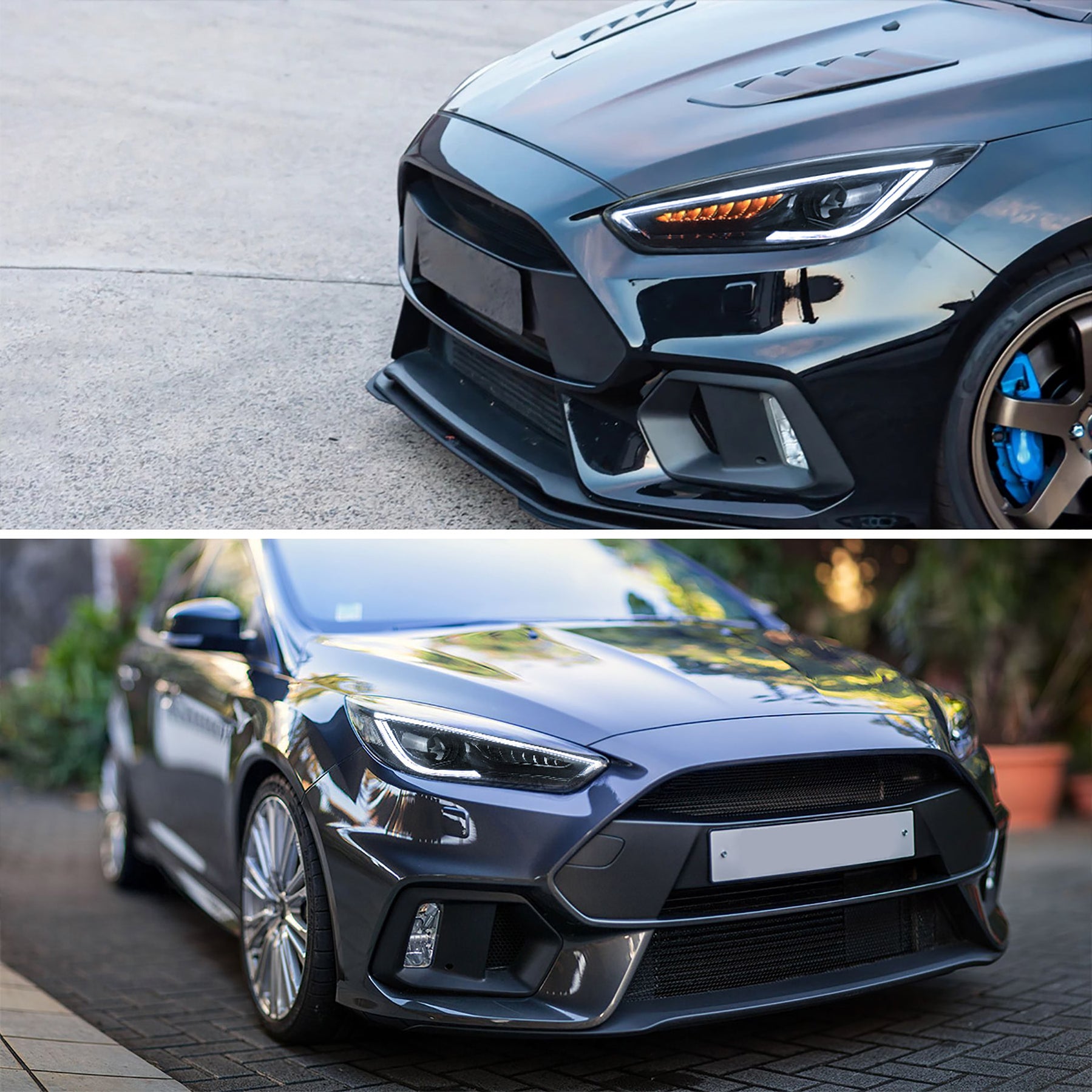 VLAND LED Headlights for Ford Focus 2015-2019 with Blue DRL and Red De ...