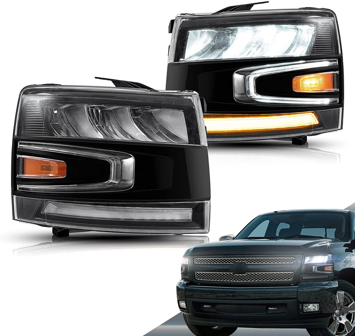 VLAND Full LED Headlights For Chevrolet Silverado 1500 2500HD 3500HD 2 ...