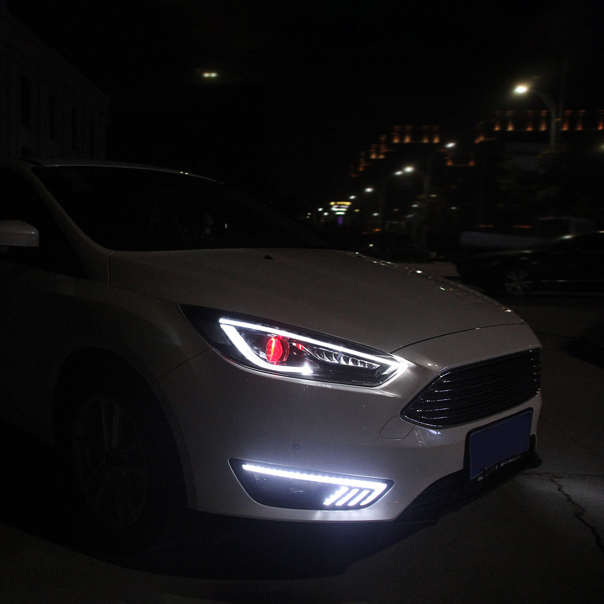 VLAND LED Headlights for Ford Focus 2015-2019 with Blue DRL and Red De ...