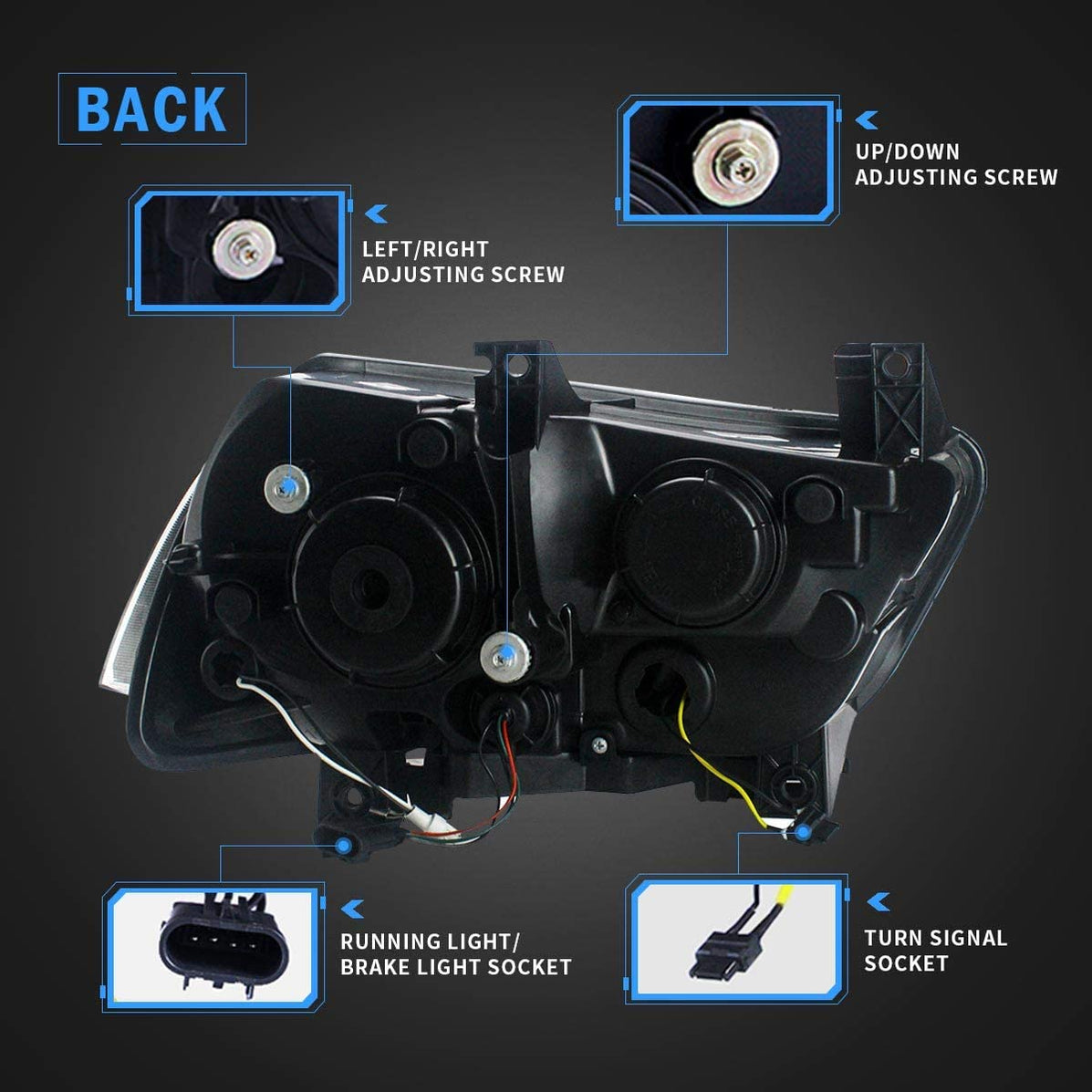 VLAND Dual Beam Projector Headlights for Dodge Charger 2011-2014 with ...