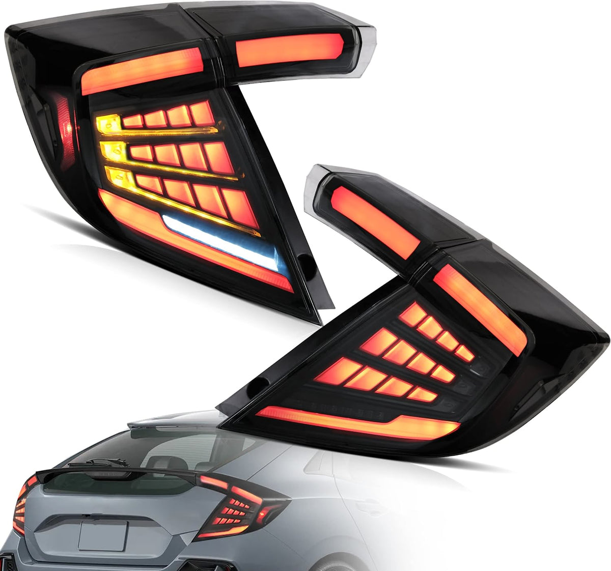 VLAND Tail Lights For Honda Civic Hatchback LX Sport EX 2016-2021 [5 D ...