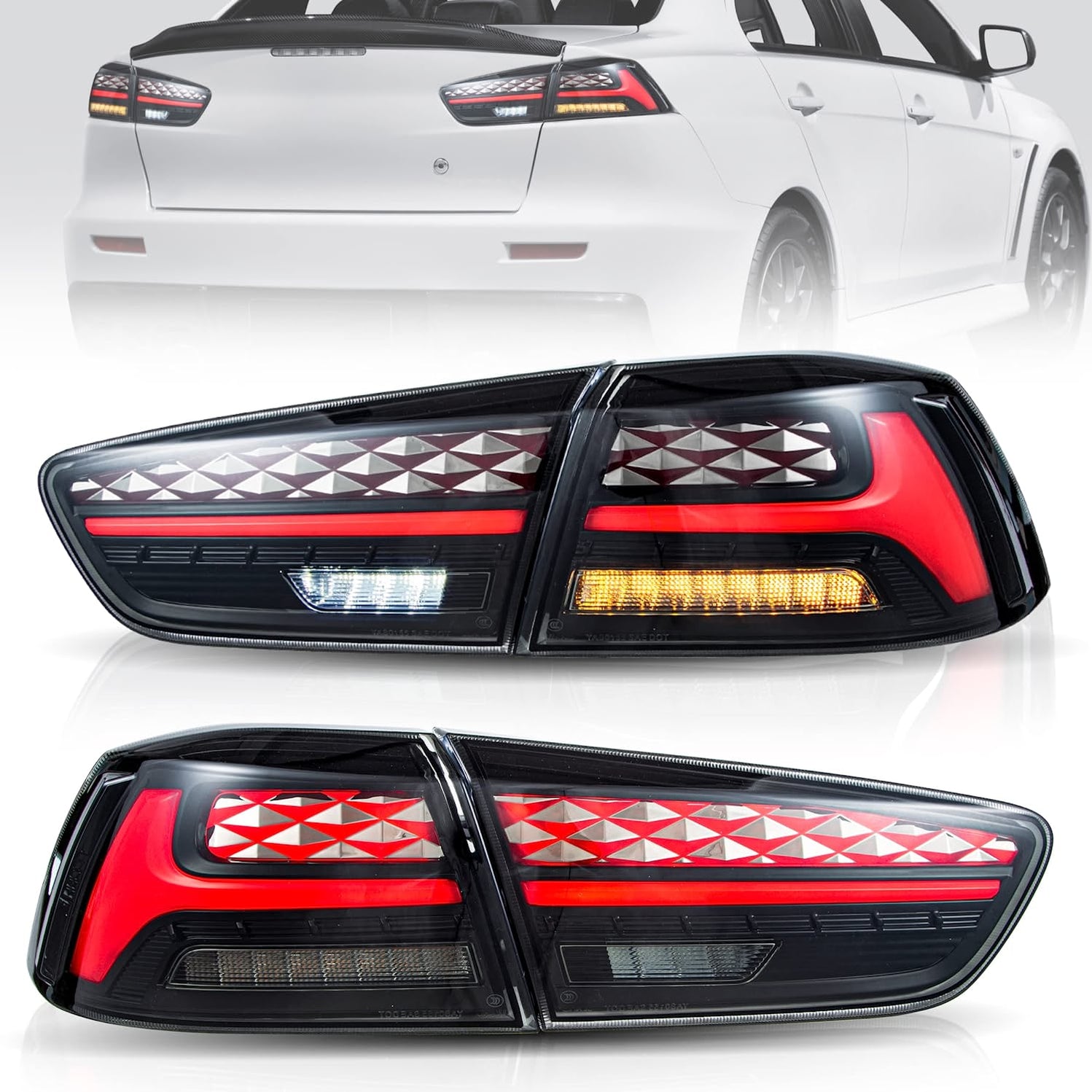 Plug&Play VLAND LED Tail Lights For Mitsubishi Lancer EVO X 2008-2018 ...