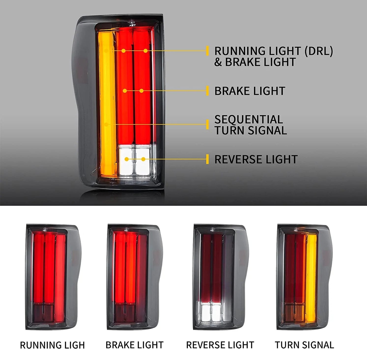 VLAND LED Smoked Tail Lights For 2007-2013 Toyota Tundra With Start-up ...
