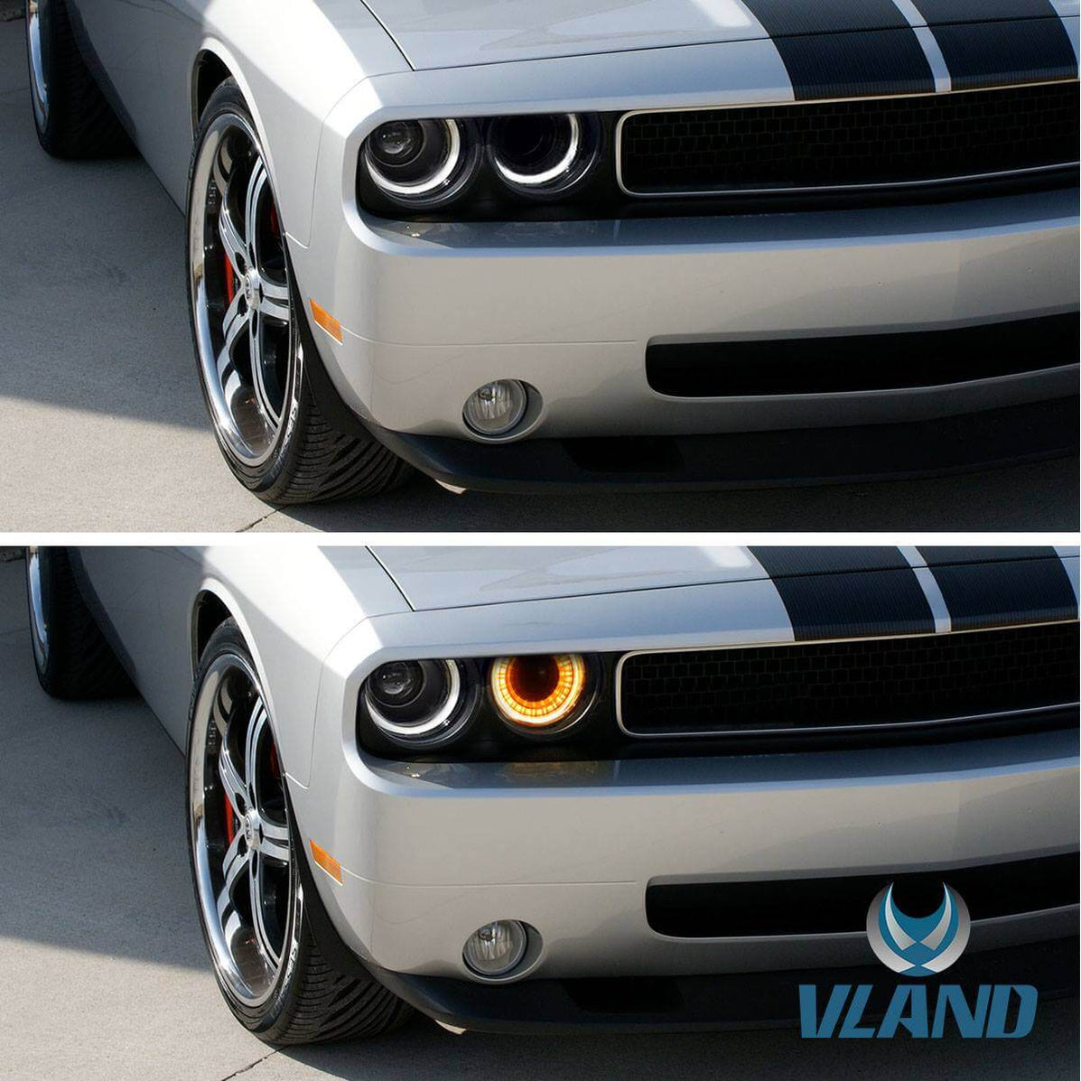 VLAND Dual Beam Projector Headlights For Dodge Challenger 2008-2014 ...