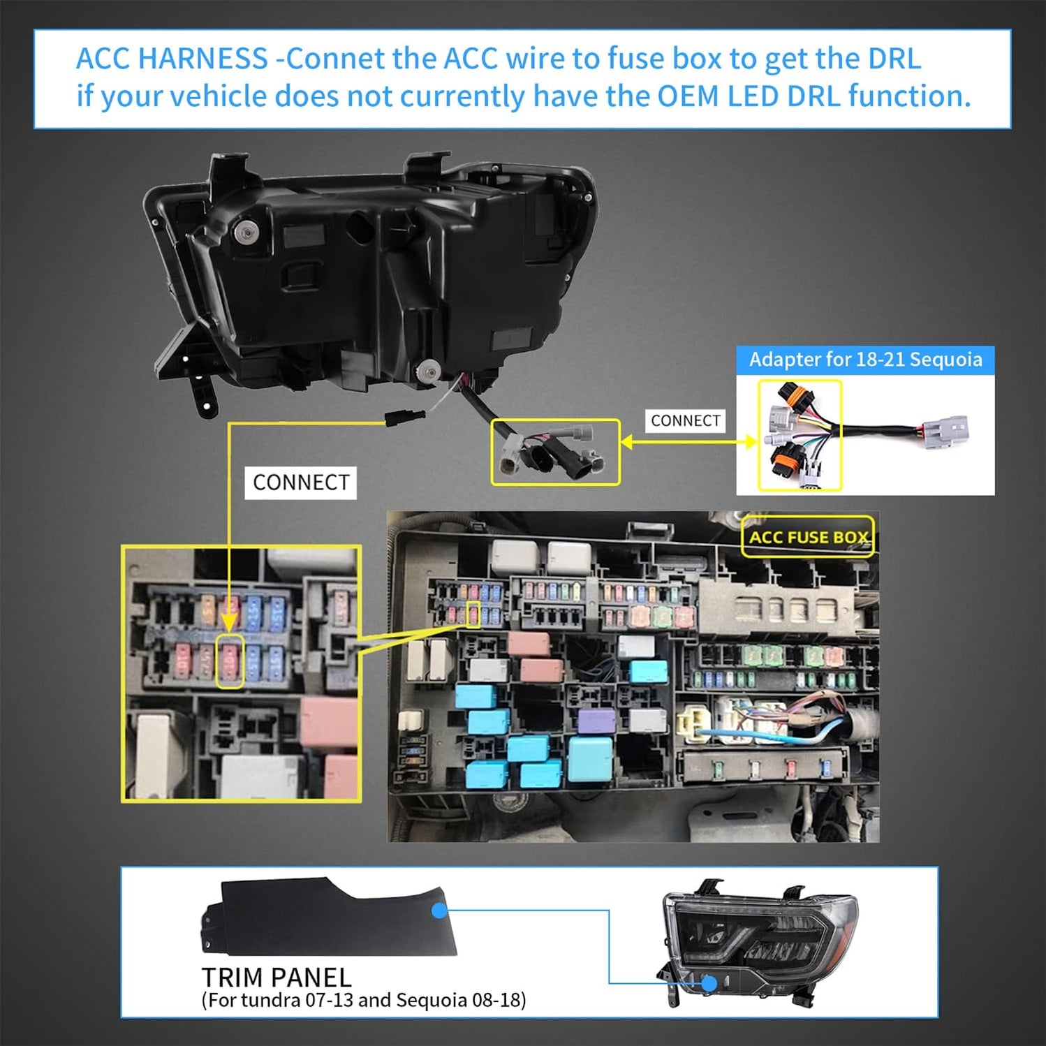 VLAND Projector LED Headlights For Toyota Tundra 2007-2013 Sequoia 200 ...